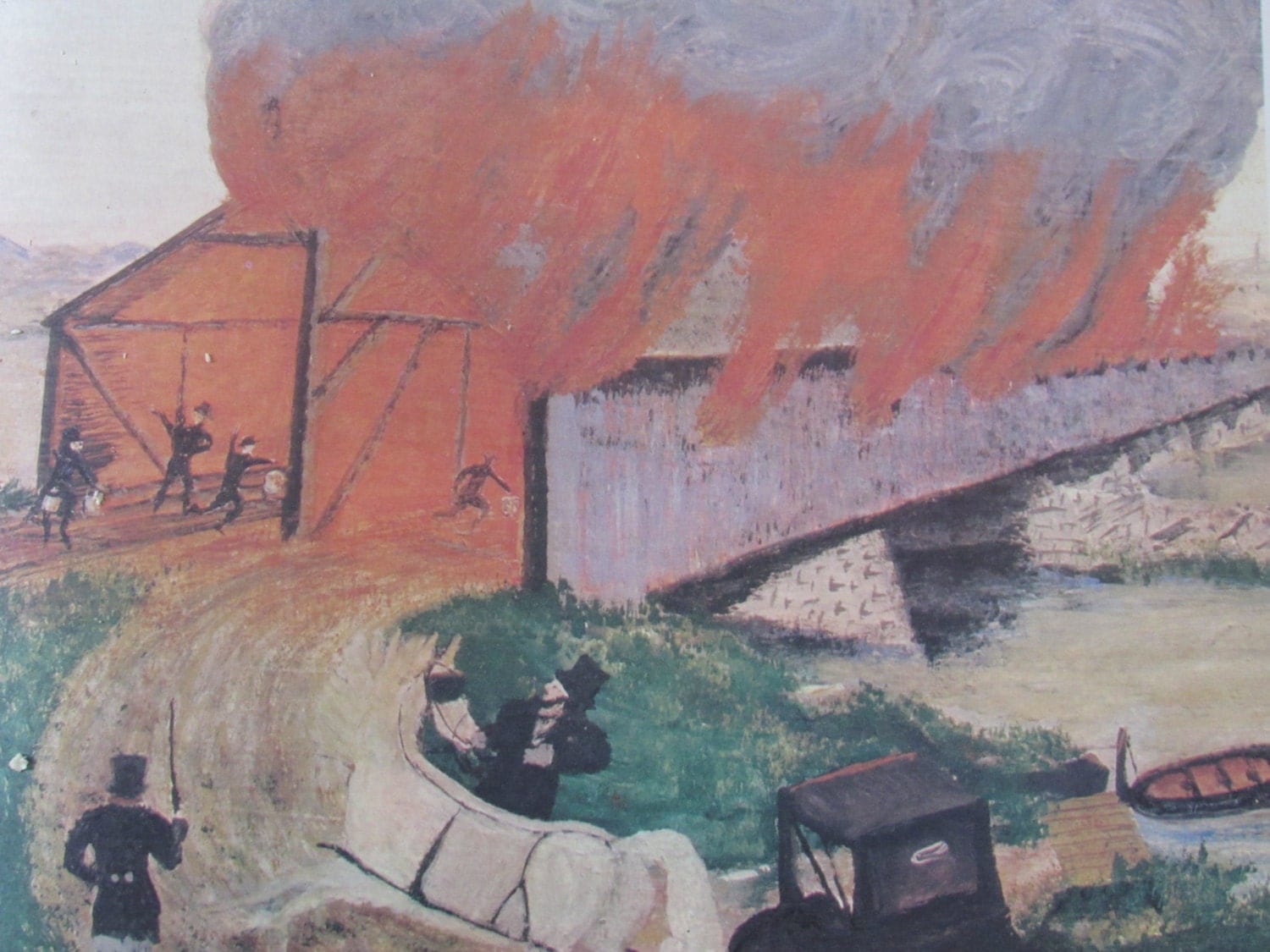 Grandma Moses-The Burning of Troy-1939 Painting Bookplate