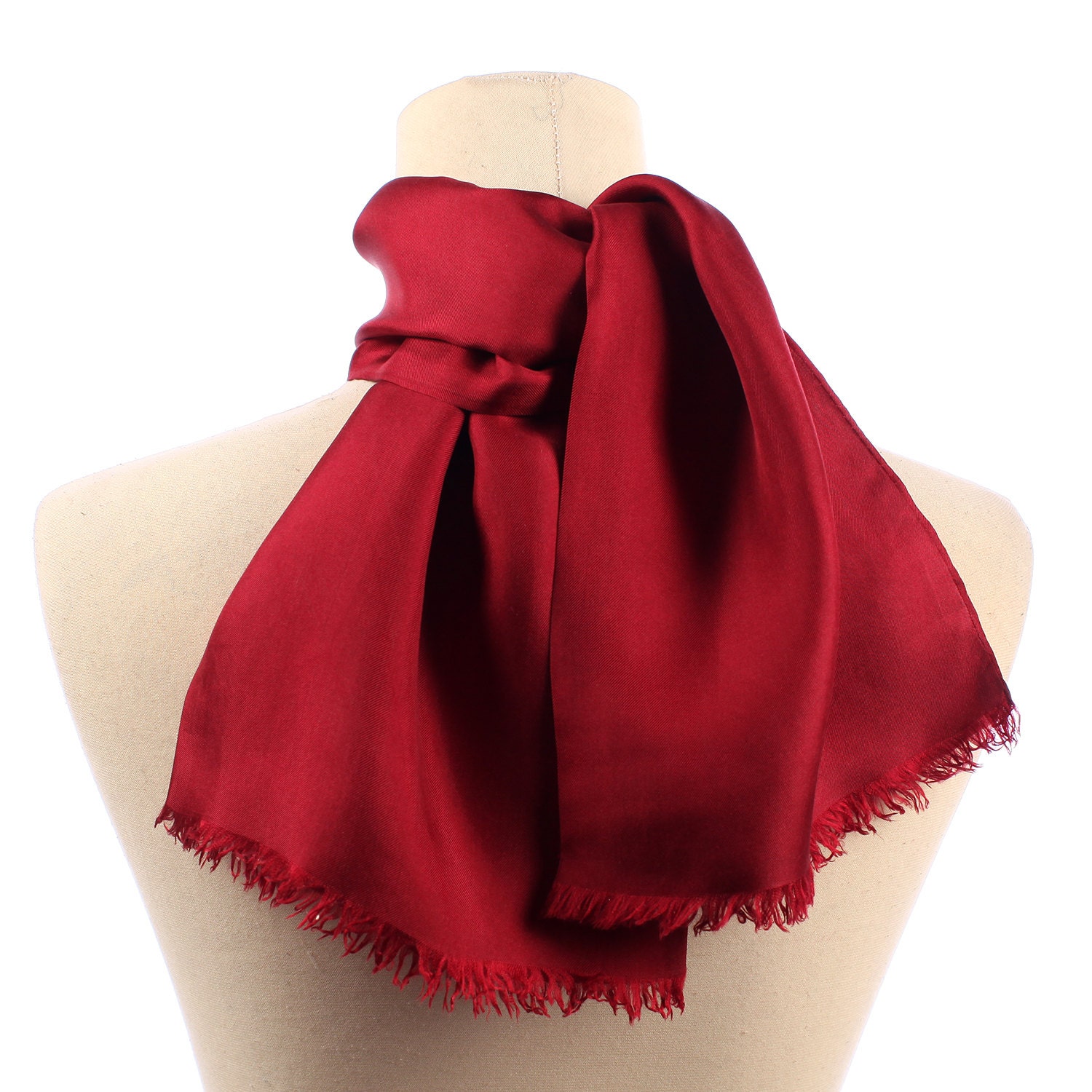 Mens Gift Idea . WINE RED SILK Scarf for Men . Vintage Burgundy Double ...