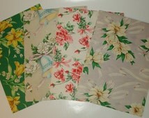 5 Sheets of Vintage Floral Gift Wrap Paper 22" x 22"