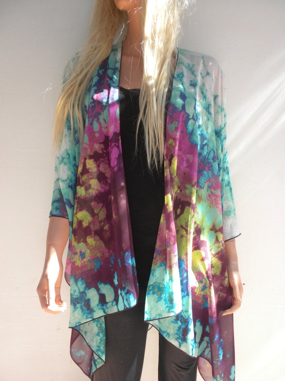 Items similar to Kimono/ Kimono cardigan- Ruana-Batik chiffon Kimono ...