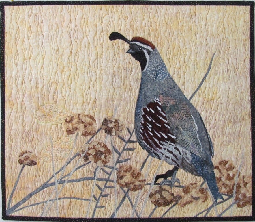 Quail Art Quilt Pattern by Lenore Crawford