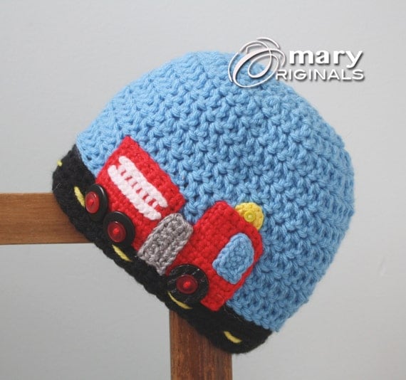 Fire Engine Hat Fire Truck Hat Firetruck Hat Crochet