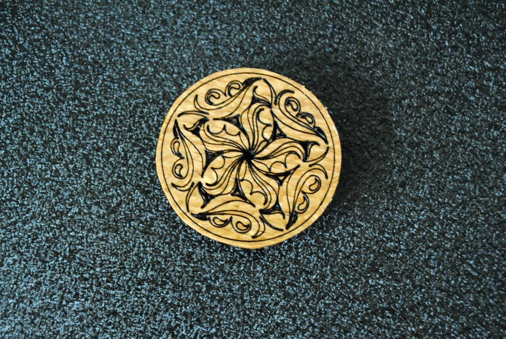 3 Laser Engraved Flowery Magnets on Lacewood – Small Wood Magnet -Laser ...