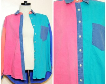 Popular items for color block shirt on Etsy