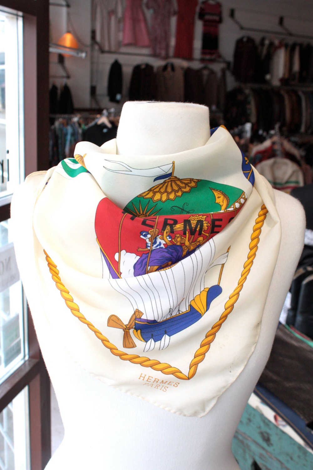 Vintage Hermes Paris Vintage Scarf Hot Air Balloon Paris