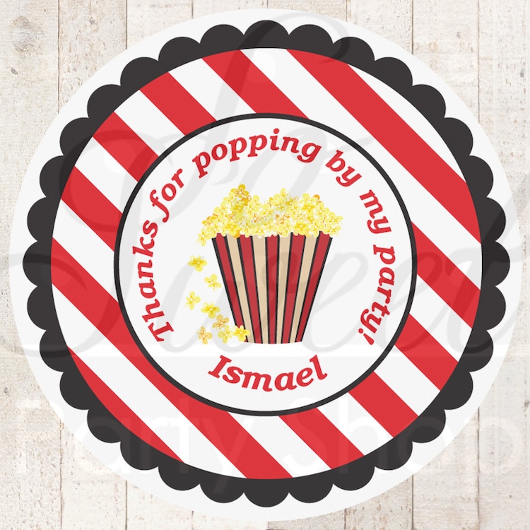 Movie Night Personalized Stickers Party by sosweetpartyshop