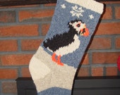 Items similar to Puffin Christmas Stocking Pattern to Knit Your Own on Etsy
