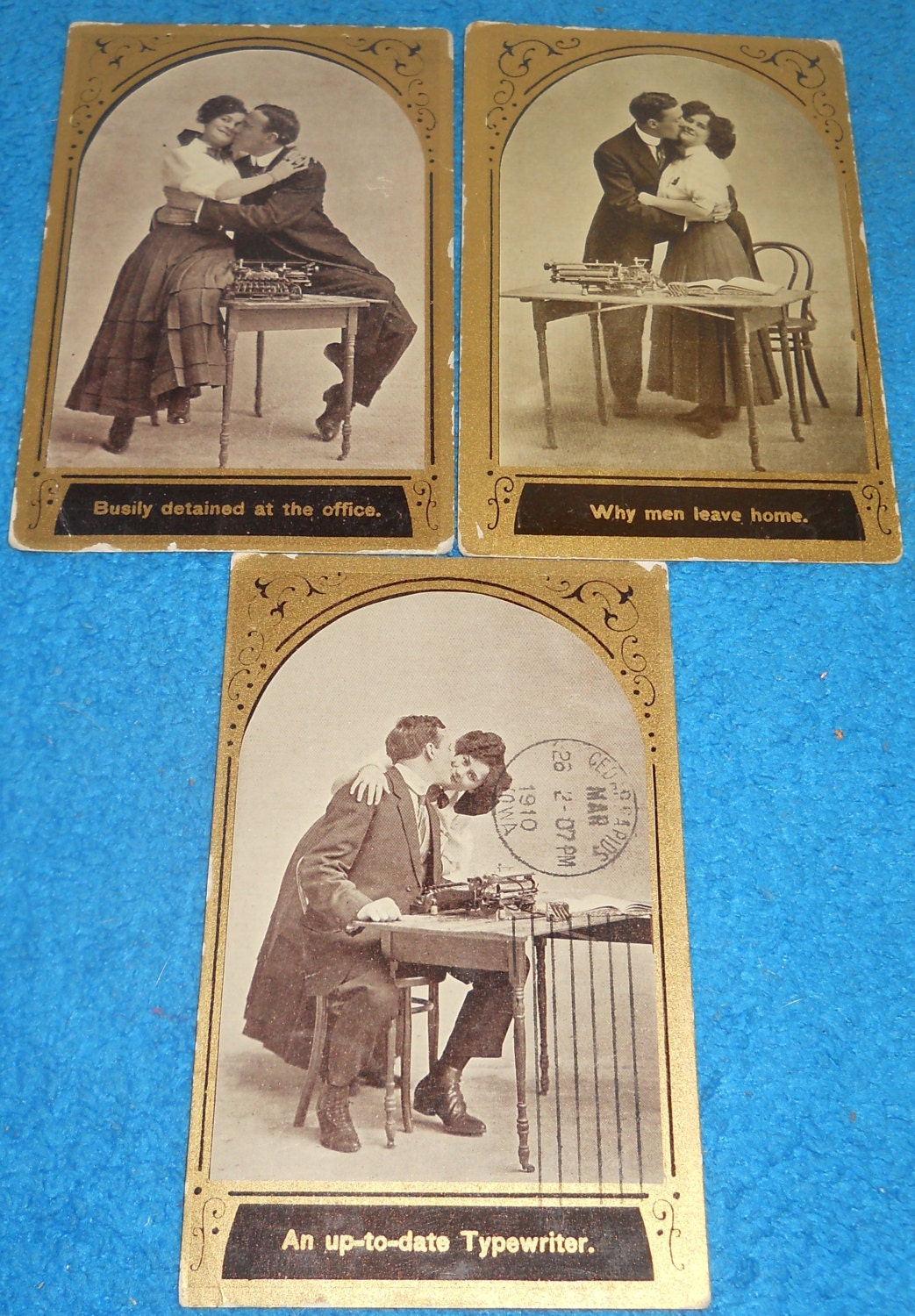 3 Typewriter Couples at Office Romancing Postcard/Postcards ...