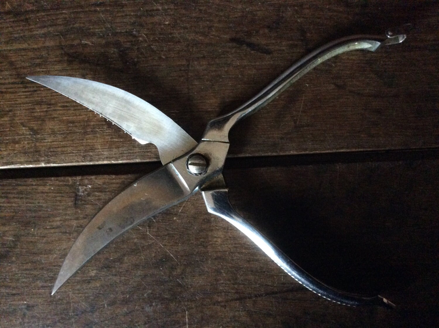 Vintage French chrome butcher poultry seafood meat bone sheers cutters ...