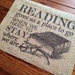 READING Burlap Print Home Library Sign Rustic Home Decor