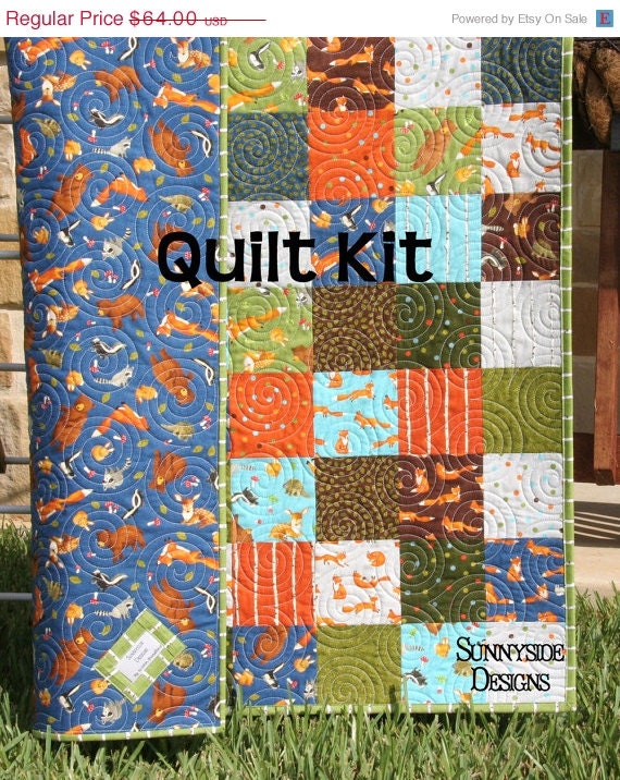 Forest Friends Quilt Kit Moda Fabrics Blue by SunnysideFabrics