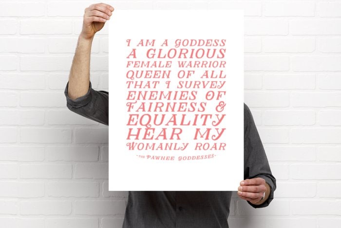 Pawnee Goddesses parks and rec hand pulled quote by geekhandmade