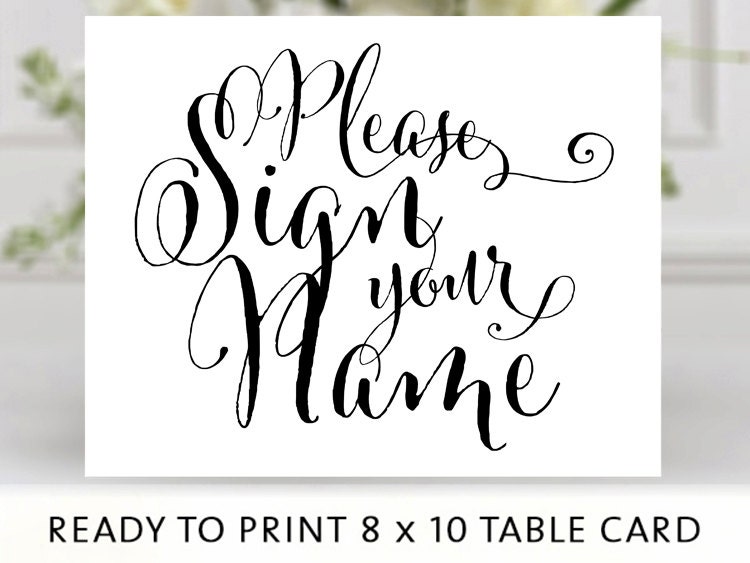 Please Sign Your Name Sign 8 x 10 sign DIY by CharmingEndeavours