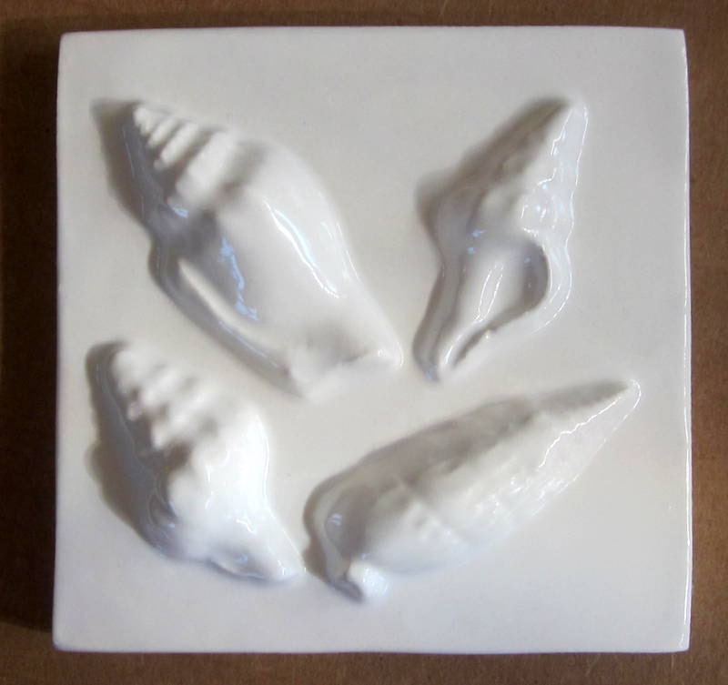 Sea Shell Ceramic Tiles -- Set of three 3x3 SeaShore tiles in Bright ...