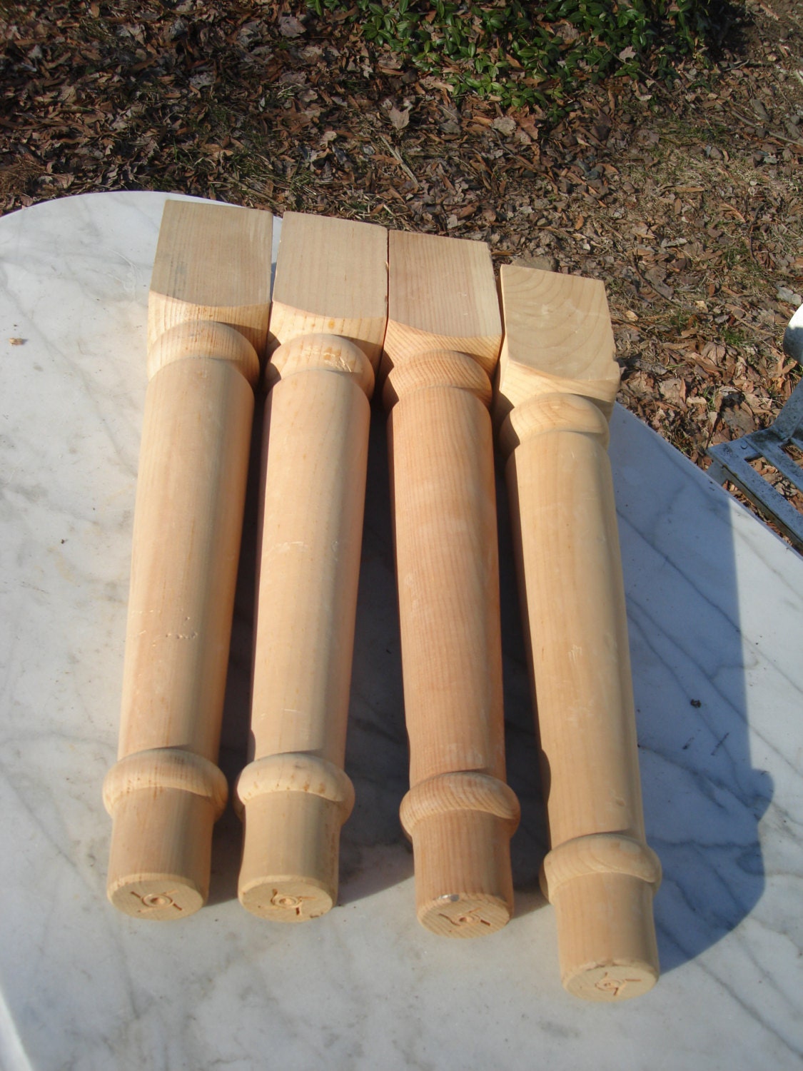 vintage set of 4 natural wood turned coffeetable legs pine table legs ...