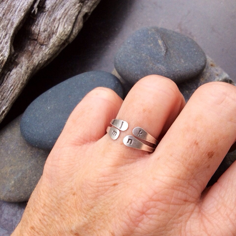 Sterling silver ring Personalized intial ring couples ring