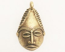 African Mask Pendant, Tribal Pendant, Ethnic Jewelry Supplies (BR115)