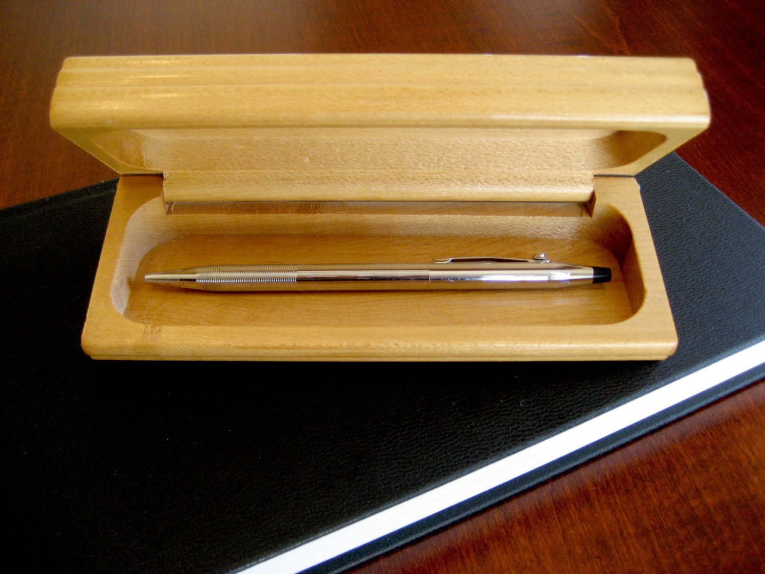 Wooden Pencil Box – Solid Wood Trinket Keepsake Box – Retro Office ...