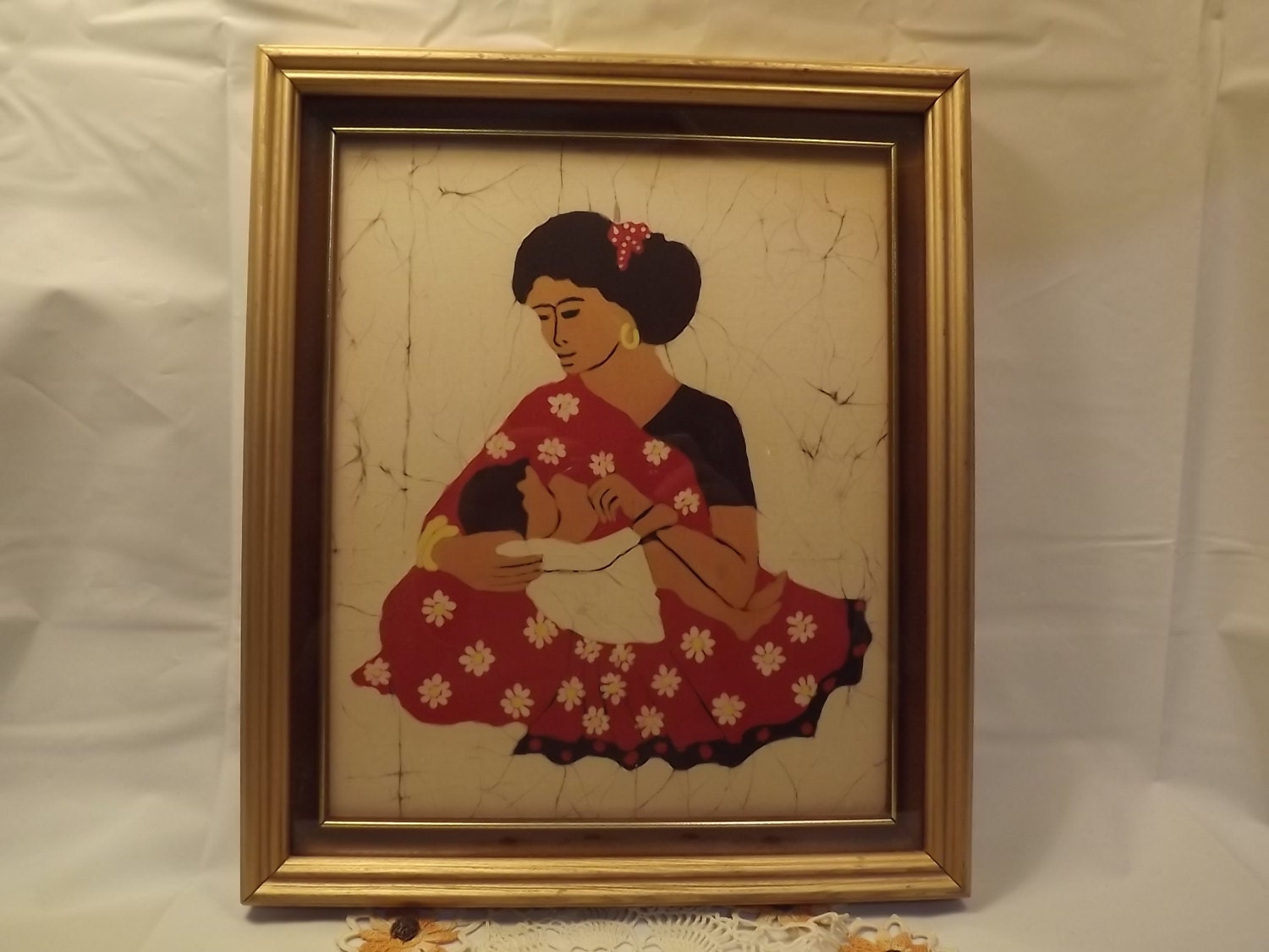 OOAK Batik Artwork Framed Handcrafted Vintage Wall Art