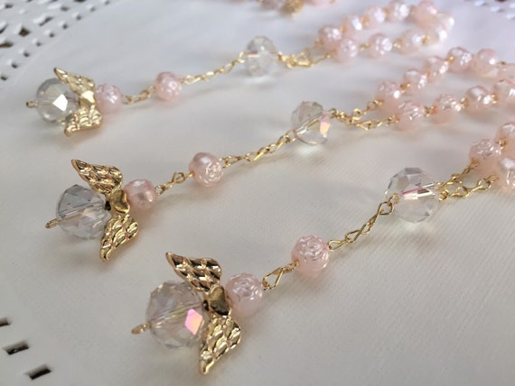 30 pcs Angel baptism favors/ pink gold plated by WEDDINGLASSOS