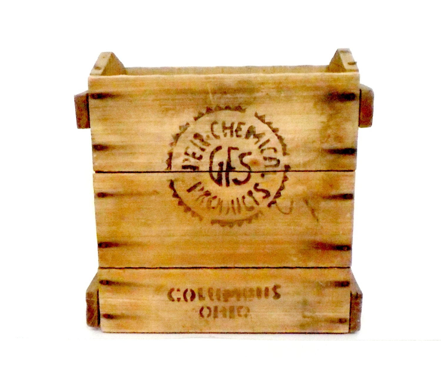 Wooden Crate, Primitive Rustic Industrial Wooden Crate, Chemical Crate ...