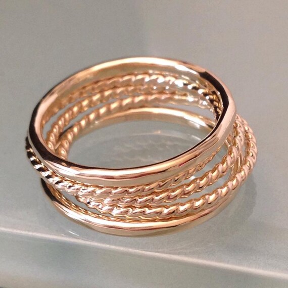 14k stack rings/ 14k gold stacking rings by EllynBlueJewelry
