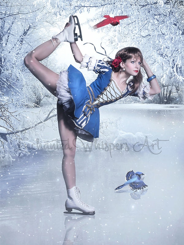 Beautiful Ice skater art/Ice skater print/ by EnchantedWhispersArt