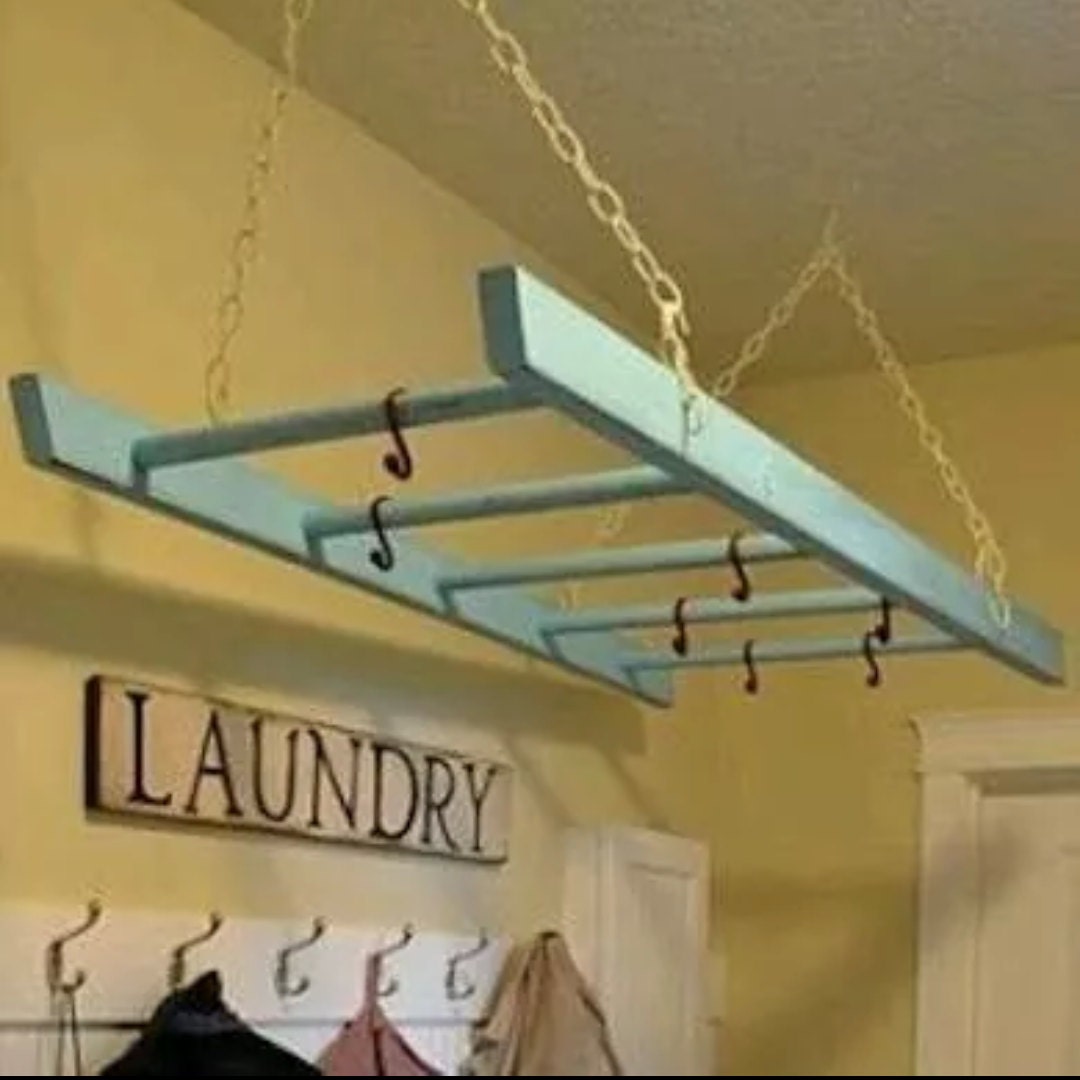 Unique Vintage Wooden Extension Ladder Re-purposed as a