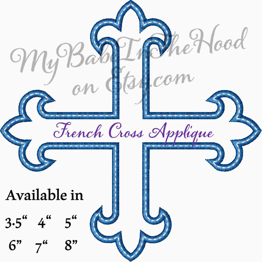 Cross Applique Embroidery Design French Cross Applique