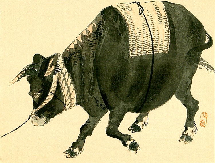 Japanese animal art Ox by Kono Bairei FINE ART PRINT