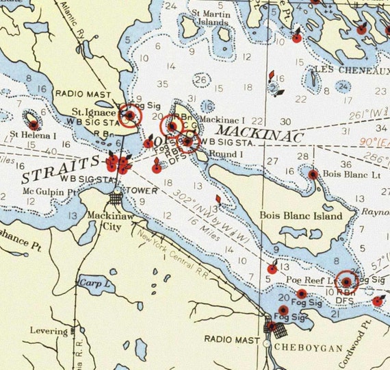 Lake Huron 1958 Nautical Map Reprint 40000 by Oldmap on Etsy