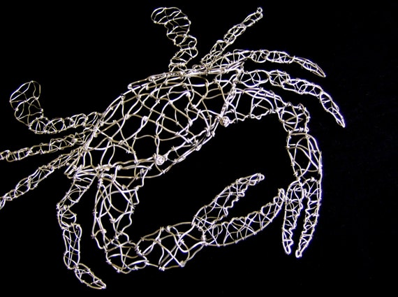 wire crab sculpture 14 in.x12in crabwire