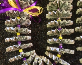 Fifty Dollars Money Bowtie Lei for Graduations Weddings or