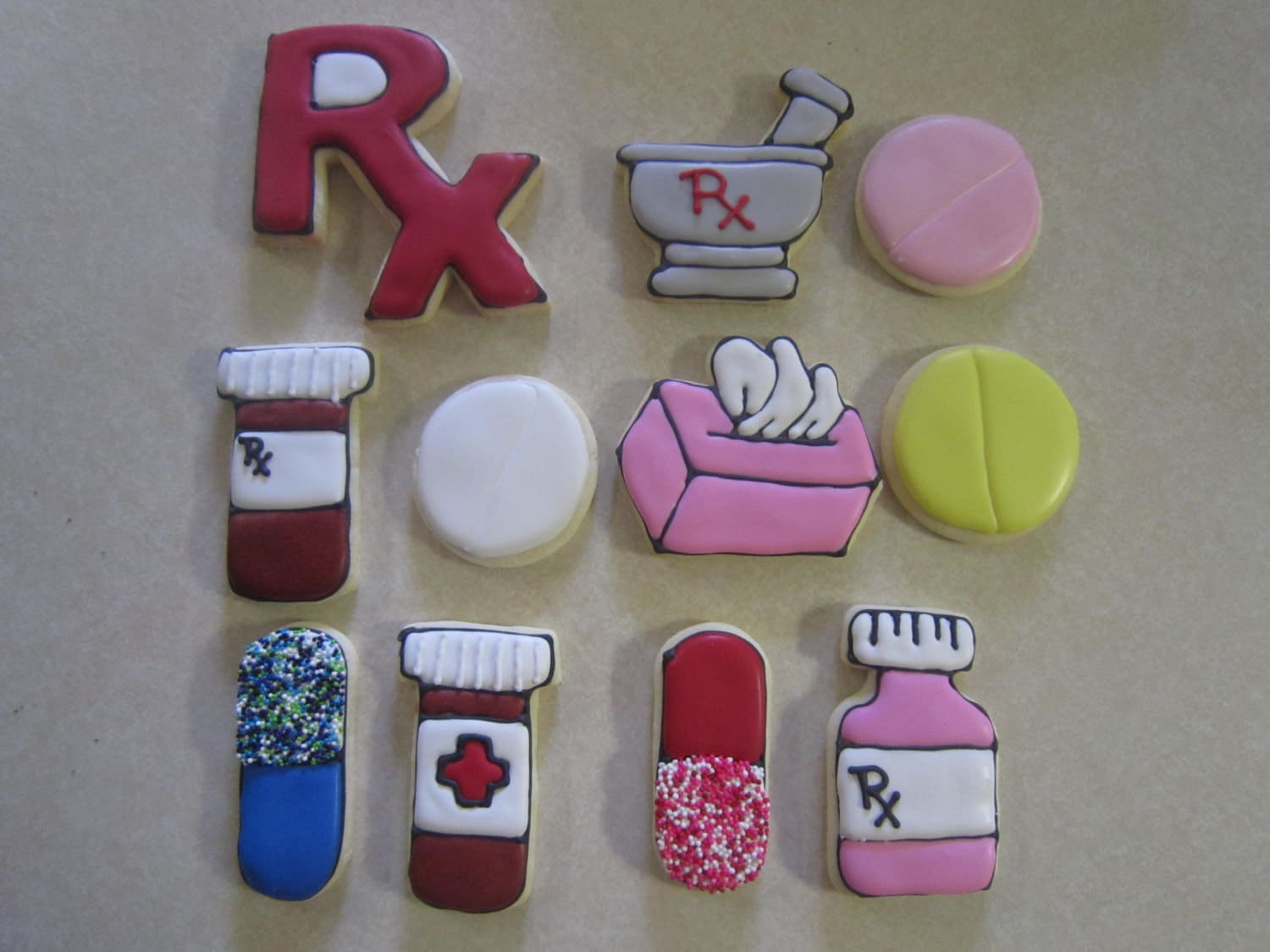 12 Cute Pharmacy Hand Decorated Cookies