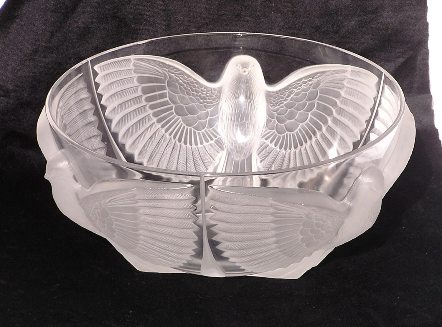 Vintage Crystal Centerpiece Bowl with Applied Peace Doves in