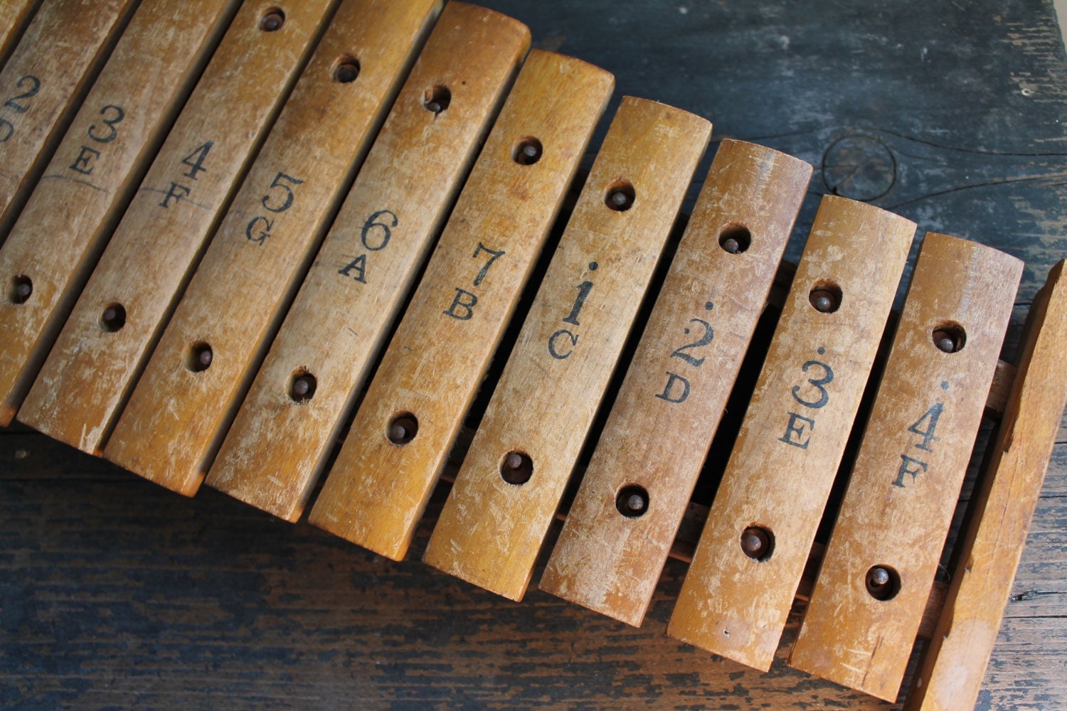 Antique / Vintage Xylophone Repurpose Wall Hanging Decor