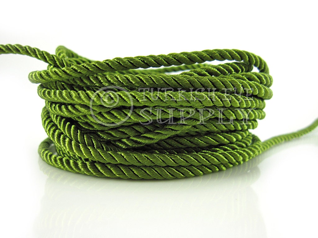 3 mm Green Twisted Silk Rope 1 Meter Rayon Satin Cord For