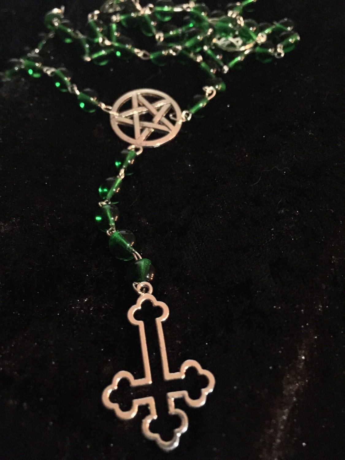 Satanic green rosary by TheOccult on Etsy