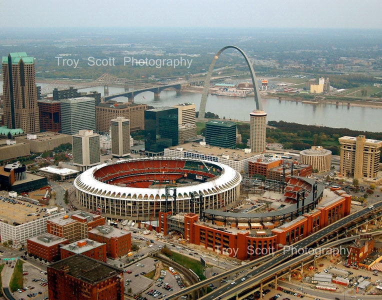 Old Busch Stadium w/ construction of New by ImagesandVintages