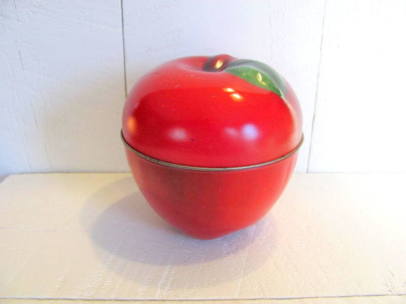 Apple Storage Tin, Fruit Storage Tin, Lidded Tin, Apple Teacher Gift ...