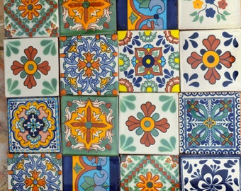 24 Mexican Talavera Tiles handmade Hand painted 4 by MexicanTiles