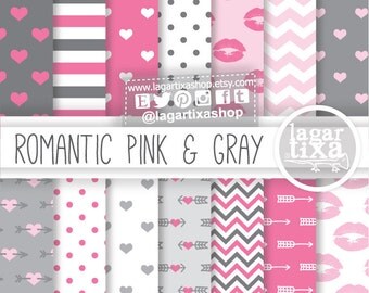 Silver Mint Digital Paper Background Chevron Polka dots Damask