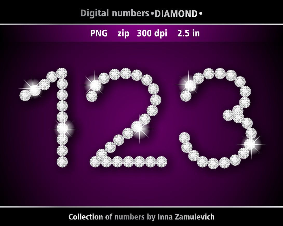 Diamond numbers clipart. Digital download. Digital by inclipart