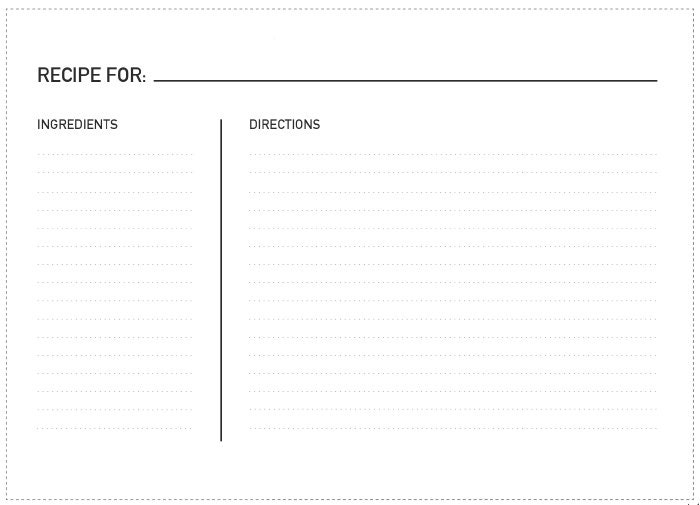 Simple Recipe Cards 5x7 card FILL IN by OhEverythingHandmade