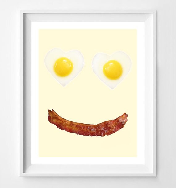 Items similar to Breakfast Poster - Breakfast Smile - Bacon Poster ...