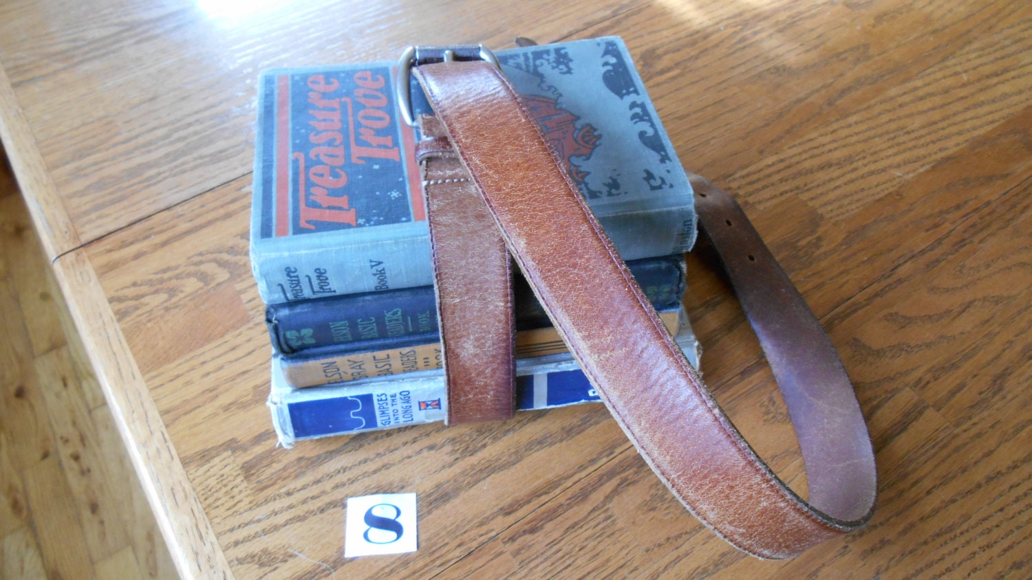 Old Time Book Strap Old School Books with Leather Strap
