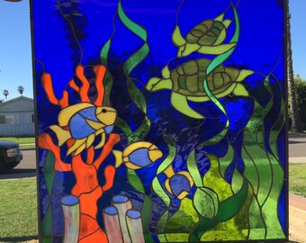 Turtle stained glass | Etsy