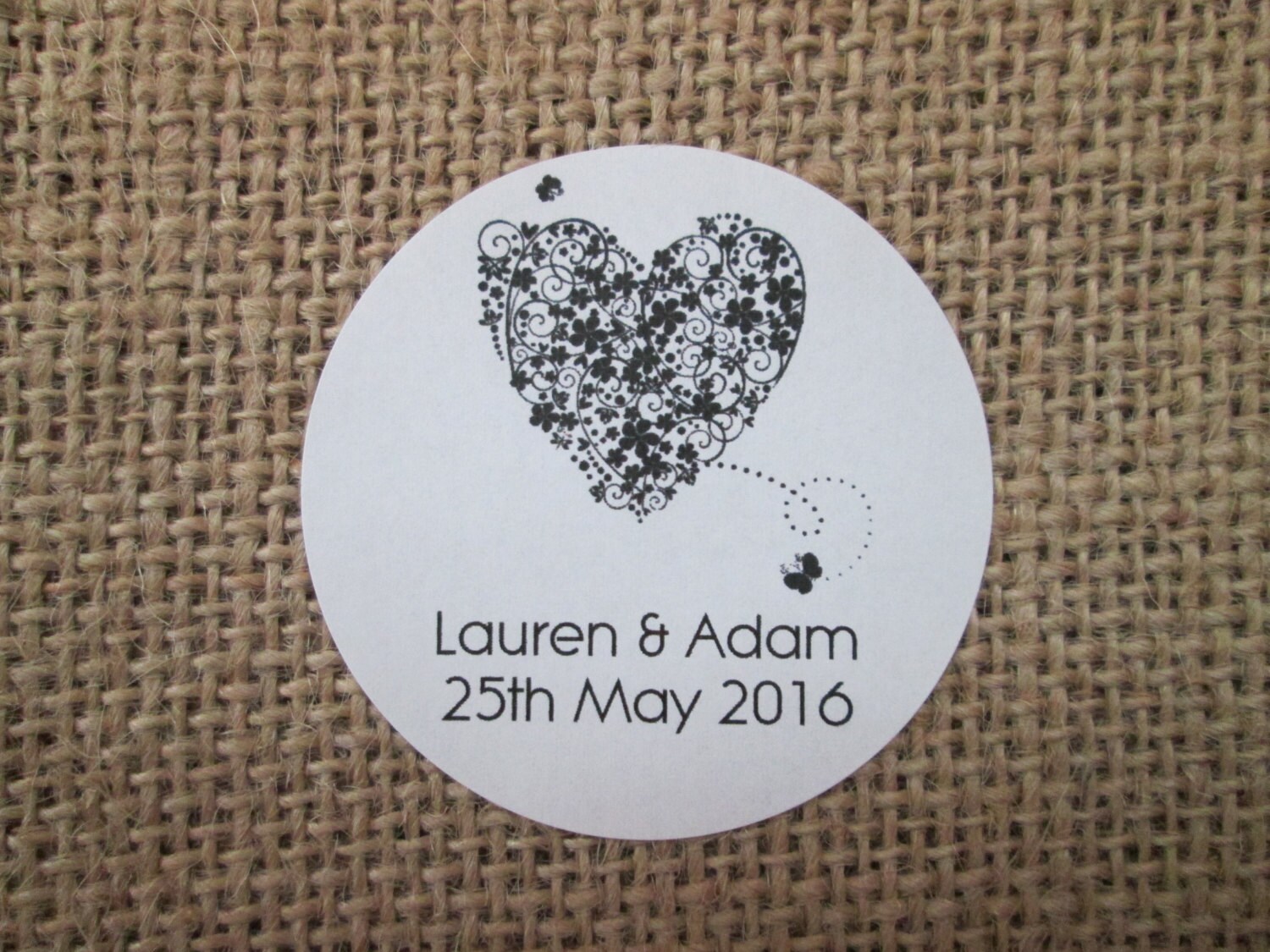 15 Heart Personalised Round Engagement Party Wedding Favour Stickers ...