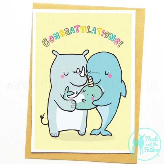 Funny New Baby Congratulation Card by FinchandtheFallow on Etsy
