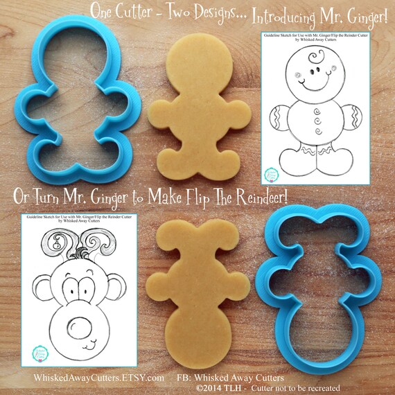 Gingerbread Man and Reindeer Cookie Cutter & Fondant Cutter